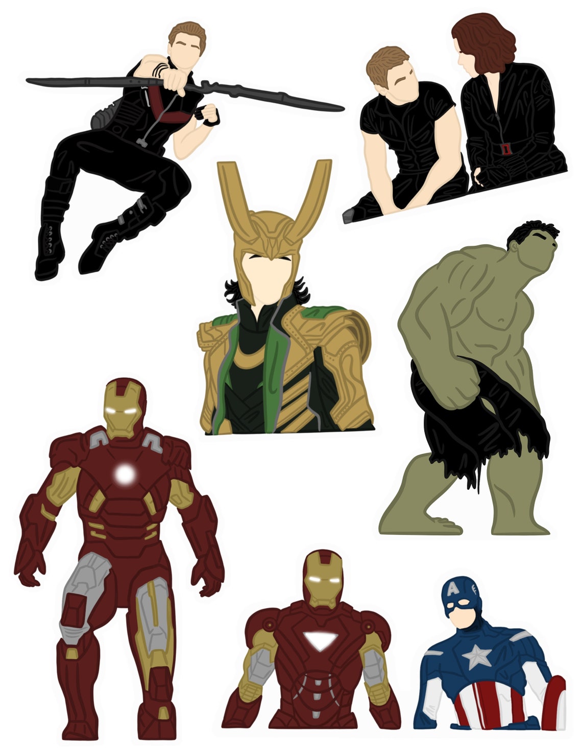 The Original 6 Avengers Sticker Pack - Etsy
