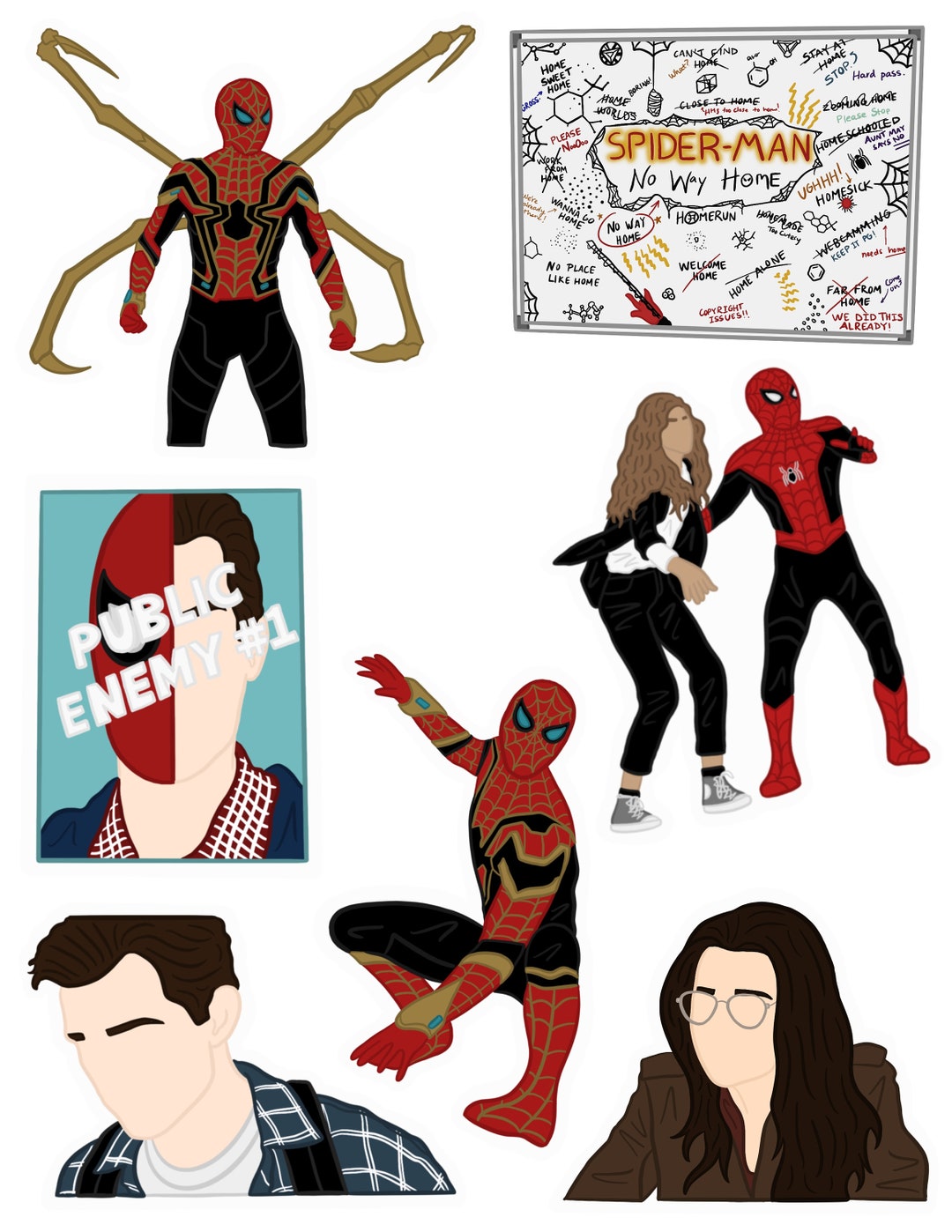 Spider-man: No Way Home Inspired Sticker Pack - Etsy Hong Kong