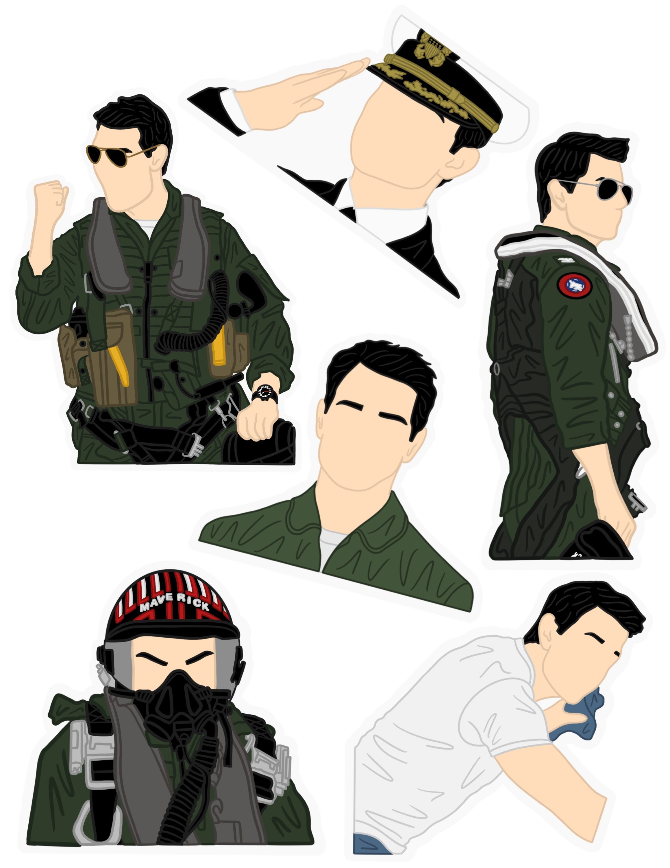 Tom Cruise Maverick Top Gun Sticker Pack - Etsy