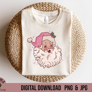 Pink Santa Png, Retro Christmas Santa Png, Vintage Santa Sublimation ...