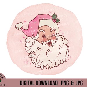Pink Santa Png, Retro Christmas Santa Png, Vintage Santa Sublimation ...