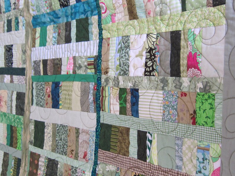 A Little Bit Green Patchwork Quilt Single Bed - Etsy Australia