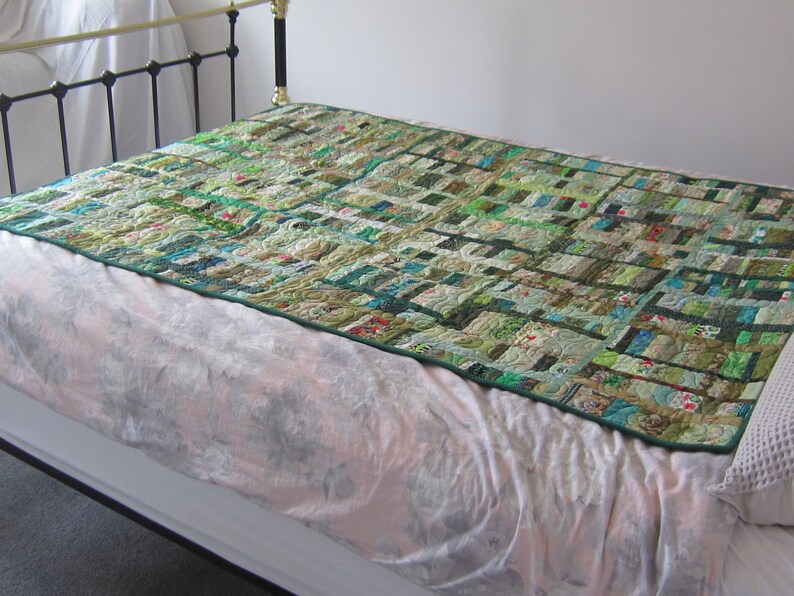 A Little Bit Green Patchwork Quilt Single Bed - Etsy Australia