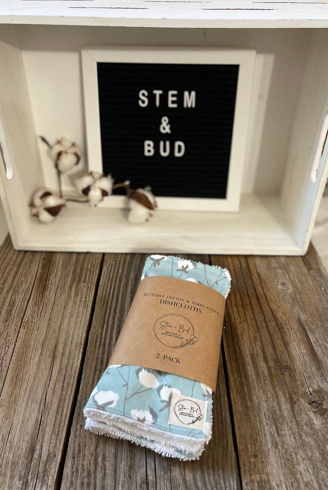 100% Cotton 2 Ply Fabric/terry Cloth 7 X 7 Handmade Dishcloth 2 Pack ...