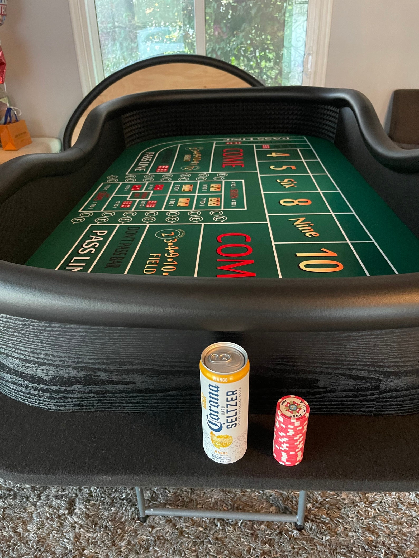 Craps Table With Drink Ledge Diamond Walls & Folding Legs - Etsy