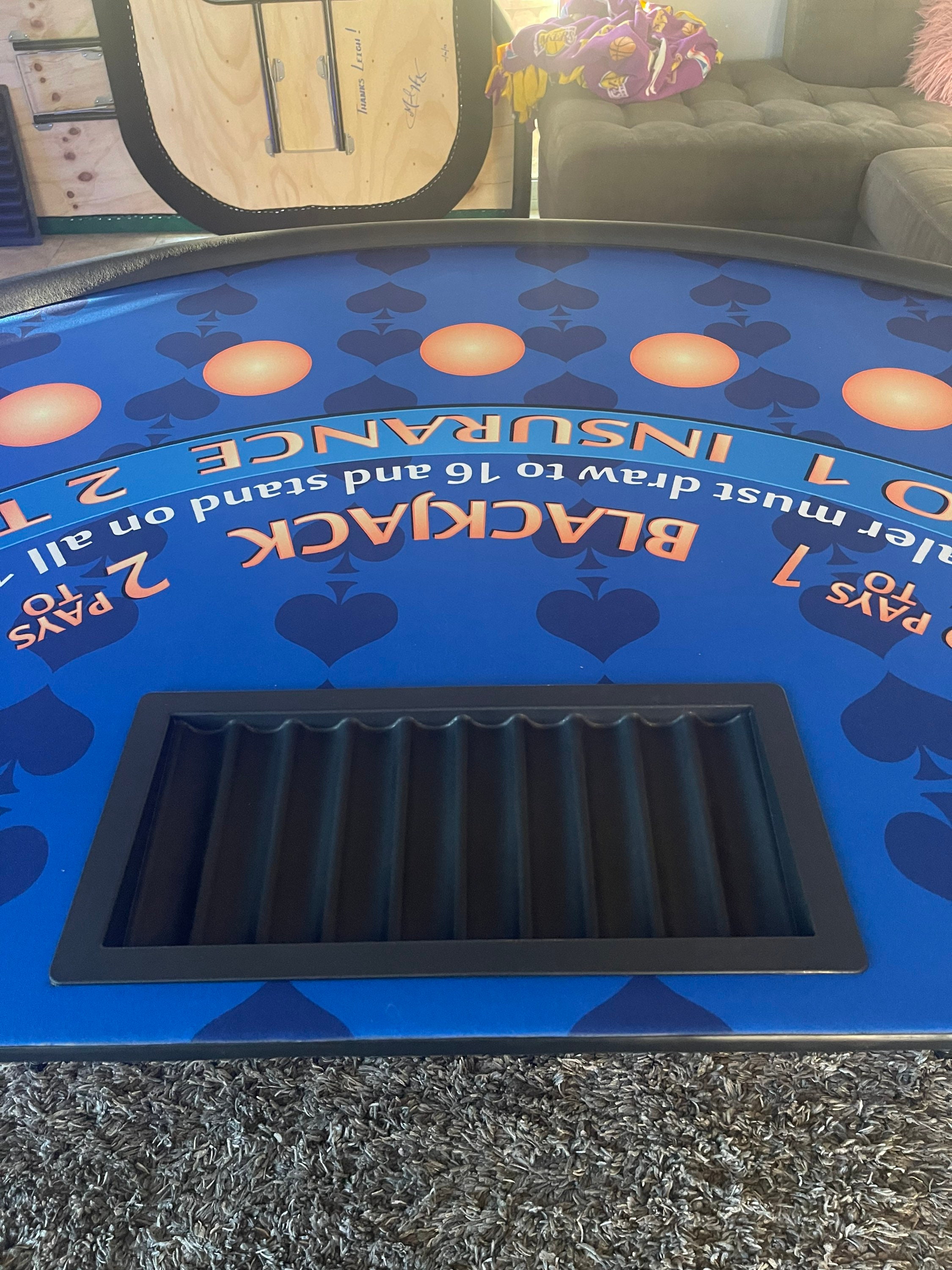 Blackjack Table With Blue Layout & Folding Legs - Etsy