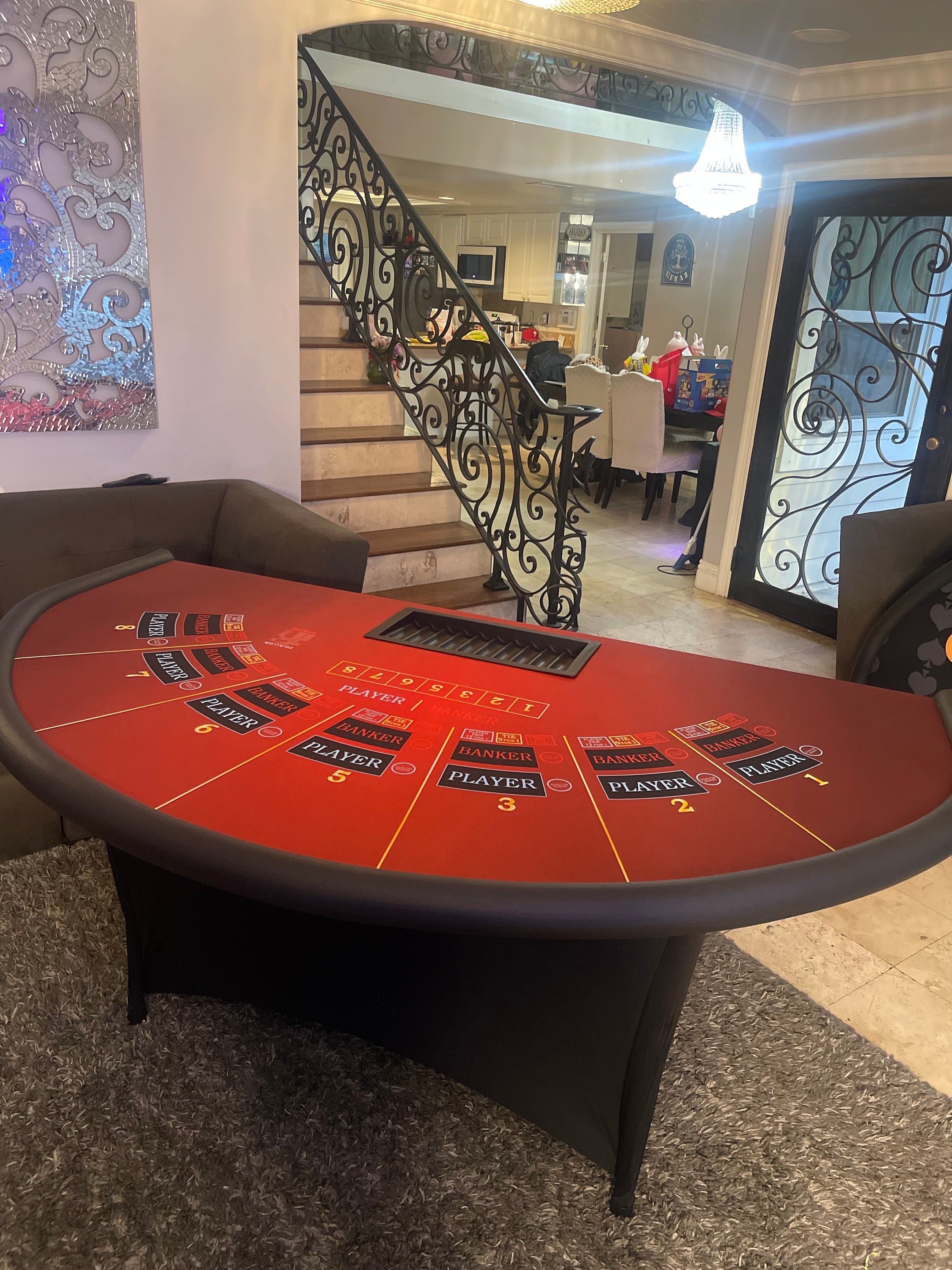 Baccarat Table Red With Folding Legs - Etsy