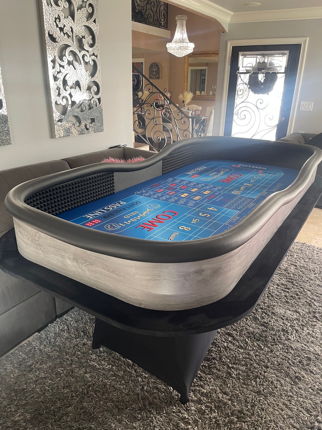 94 Inches X 46.5 Inches Blue Craps Table With Folding Legs, “all Tall ...