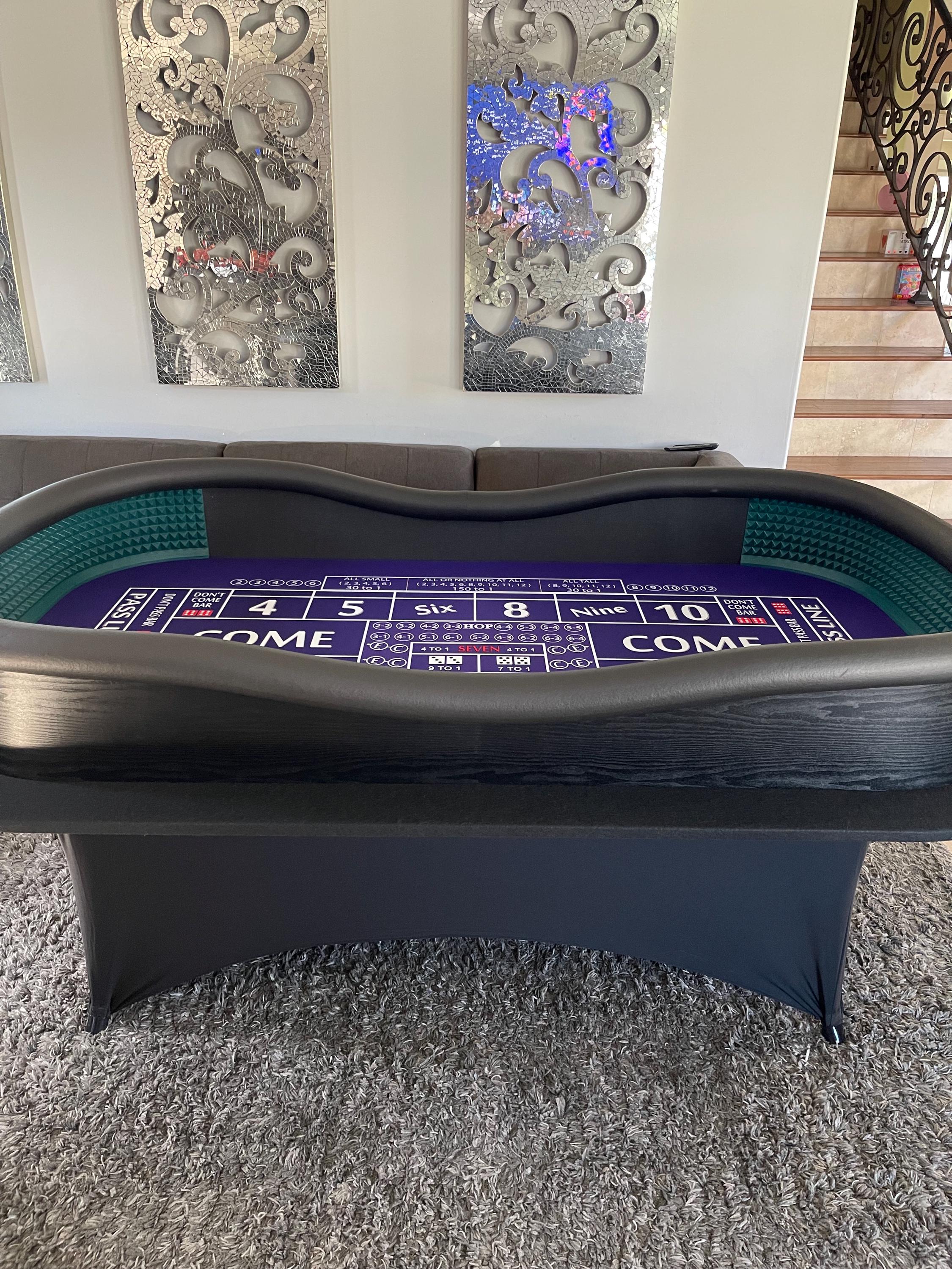 Craps Table Purple With ATS and Hop Bets, Drink Ledge, Green Diamond ...