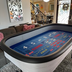Gray Wood Craps Table With Blue Layout and Folding Legs *made in the ...
