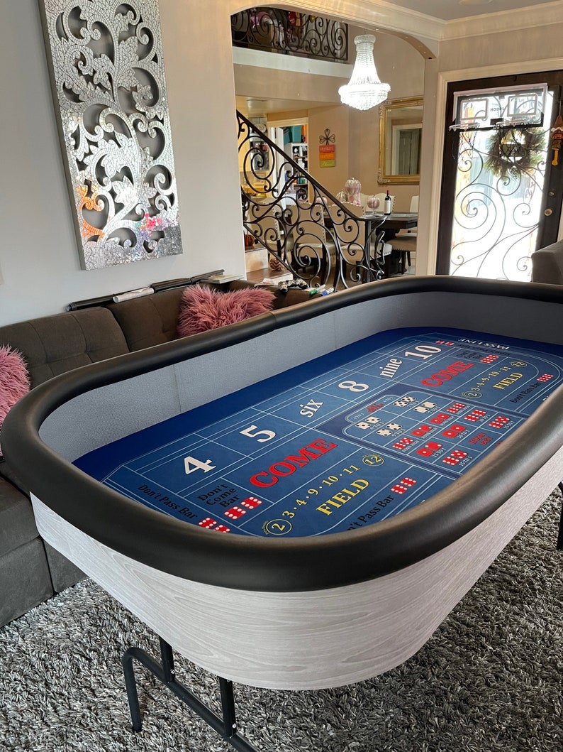 Gray Wood Craps Table With Blue Layout and Folding Legs - Etsy