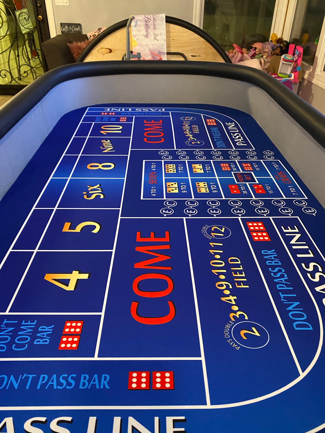 Gray Wood Craps Table with Blue Layout and Folding Legs | Etsy