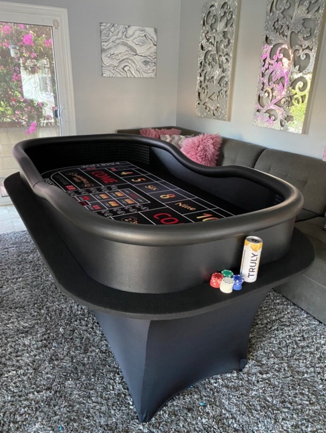 Craps Table With Drink Ledge & Diamond Walls - Etsy