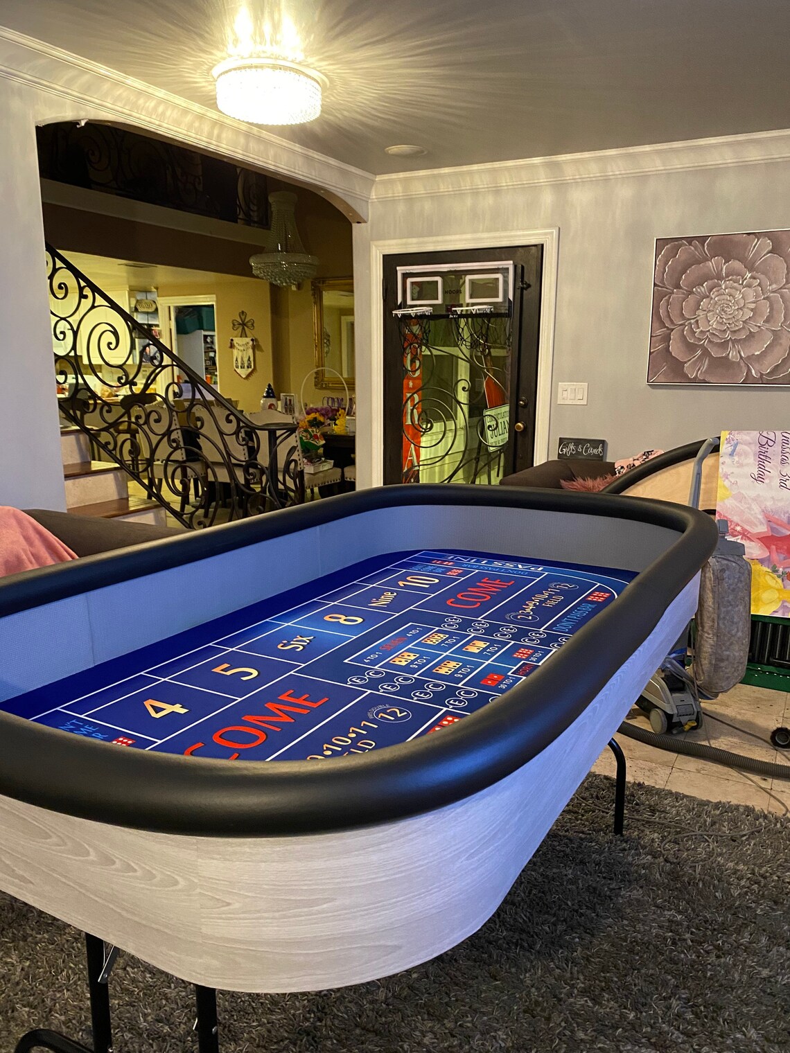 Gray Wood Craps Table with Blue Layout and Folding Legs | Etsy