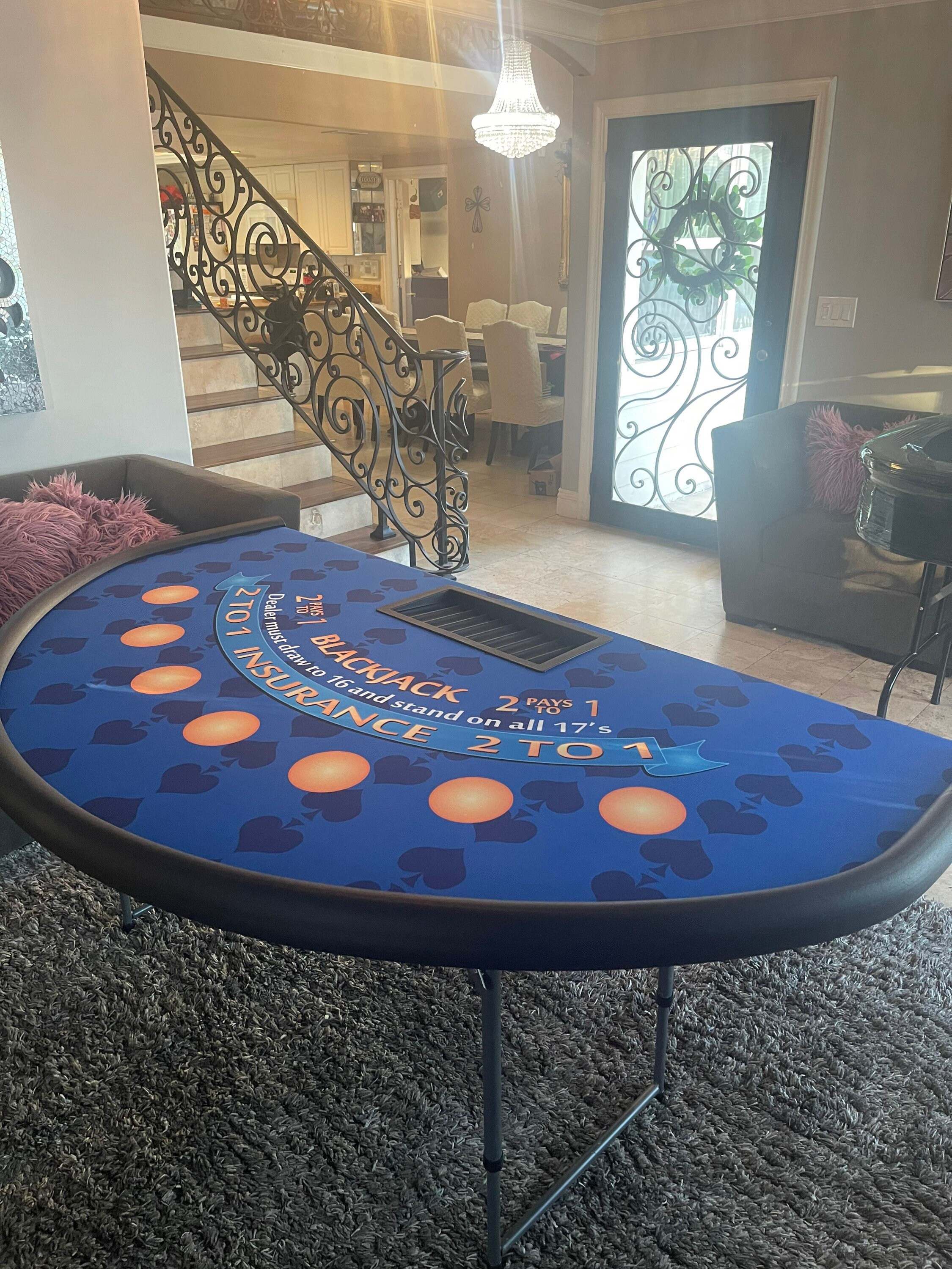 Blackjack Table With Blue Layout & Folding Legs - Etsy