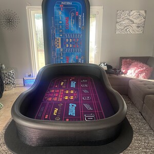 Purple Genesis Craps Table Dark With Drink Ledge, Diamond Walls ...