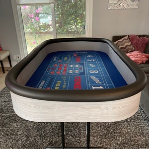 Gray Wood Craps Table With Blue Layout and Folding Legs *made in the ...