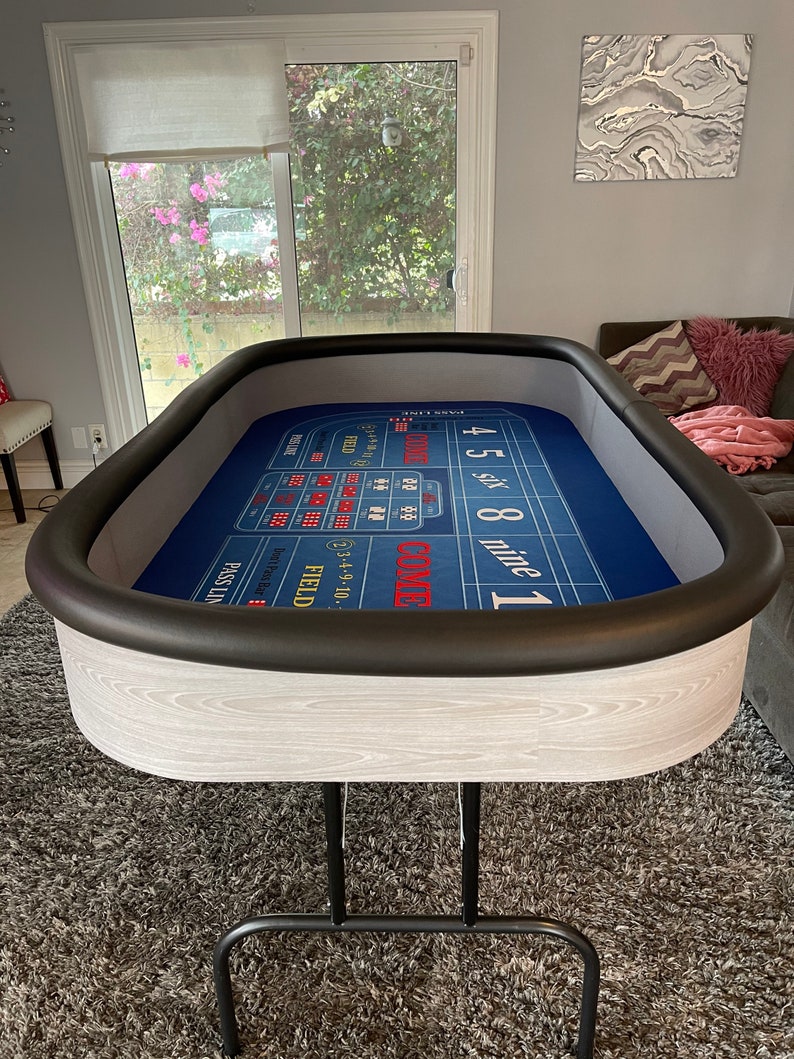 Gray Wood Craps Table With Blue Layout and Folding Legs - Etsy