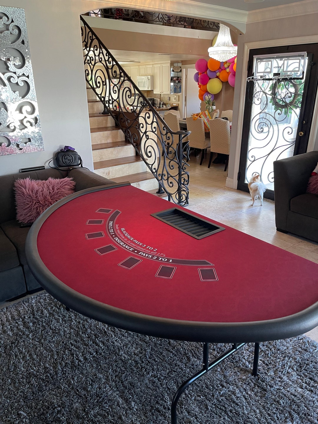 Blackjack Table Red With Folding Legs - Etsy