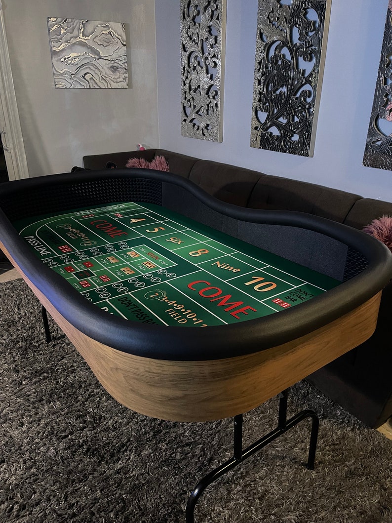 Light Brown Craps Table With Diamond Walls, Green Felt, and Folding ...