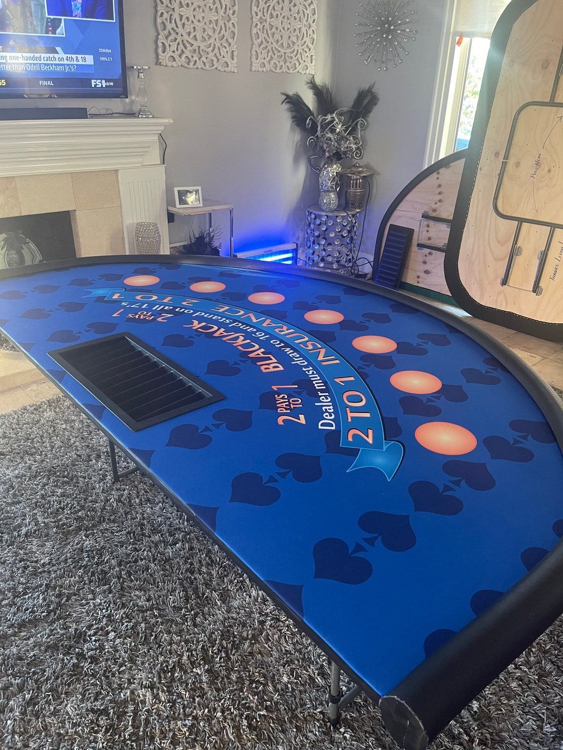 Blackjack Table With Blue Layout & Folding Legs - Etsy