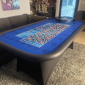 Blue Roulette Table With Folding Legs & 20" Wheel - Etsy