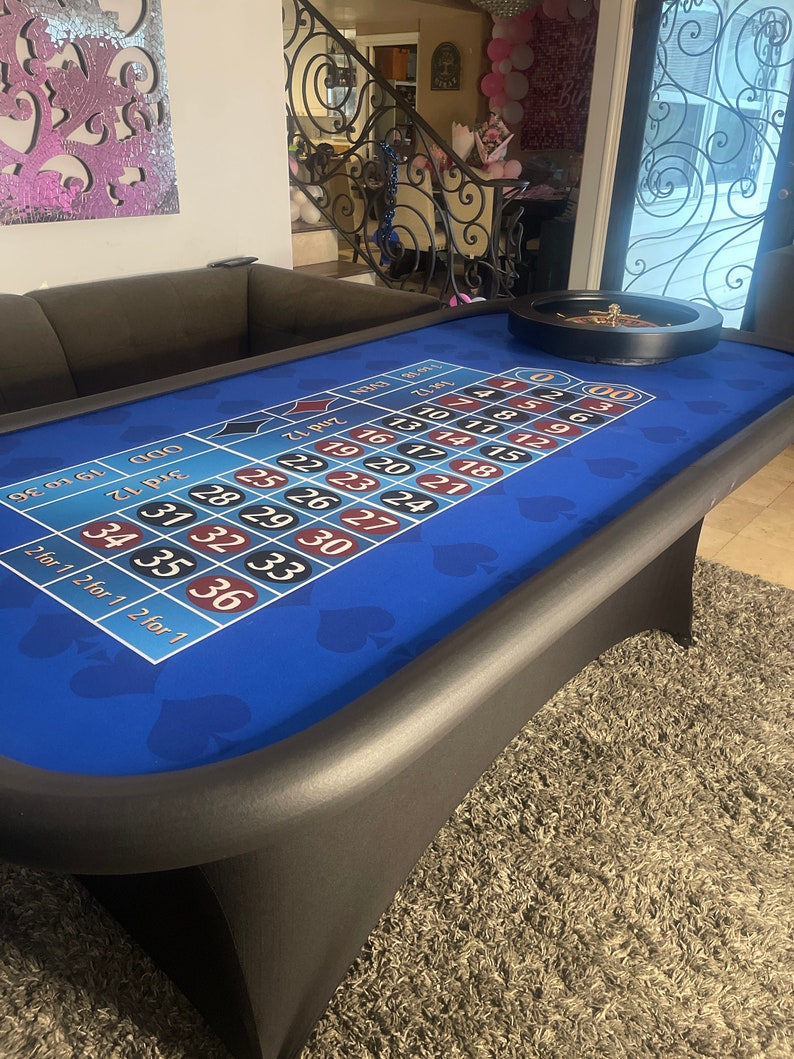 Blue Roulette Table With Folding Legs & 20" Wheel - Etsy