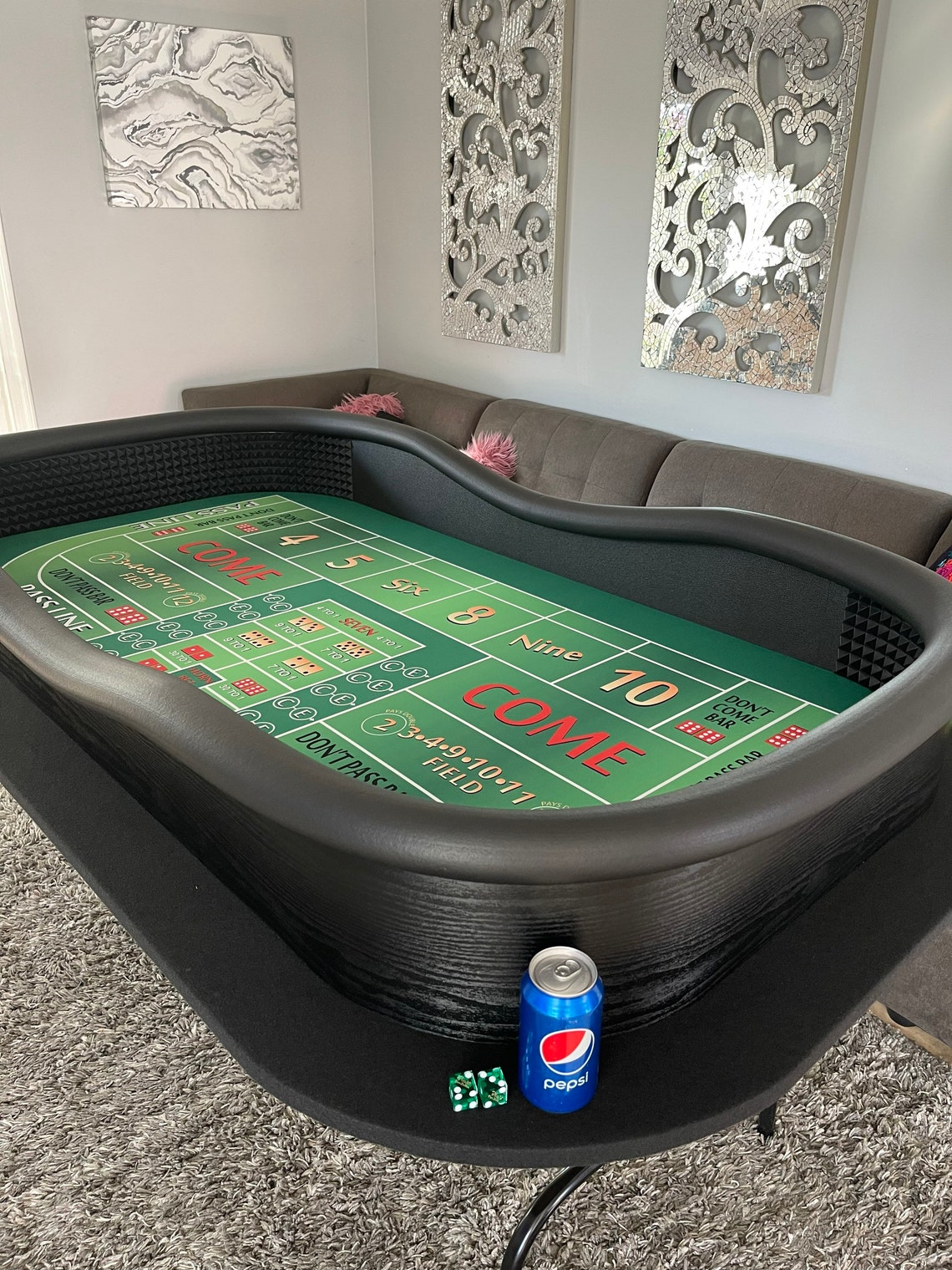 Craps Table With Drink Ledge, Diamond Walls, & Folding Legs - Etsy