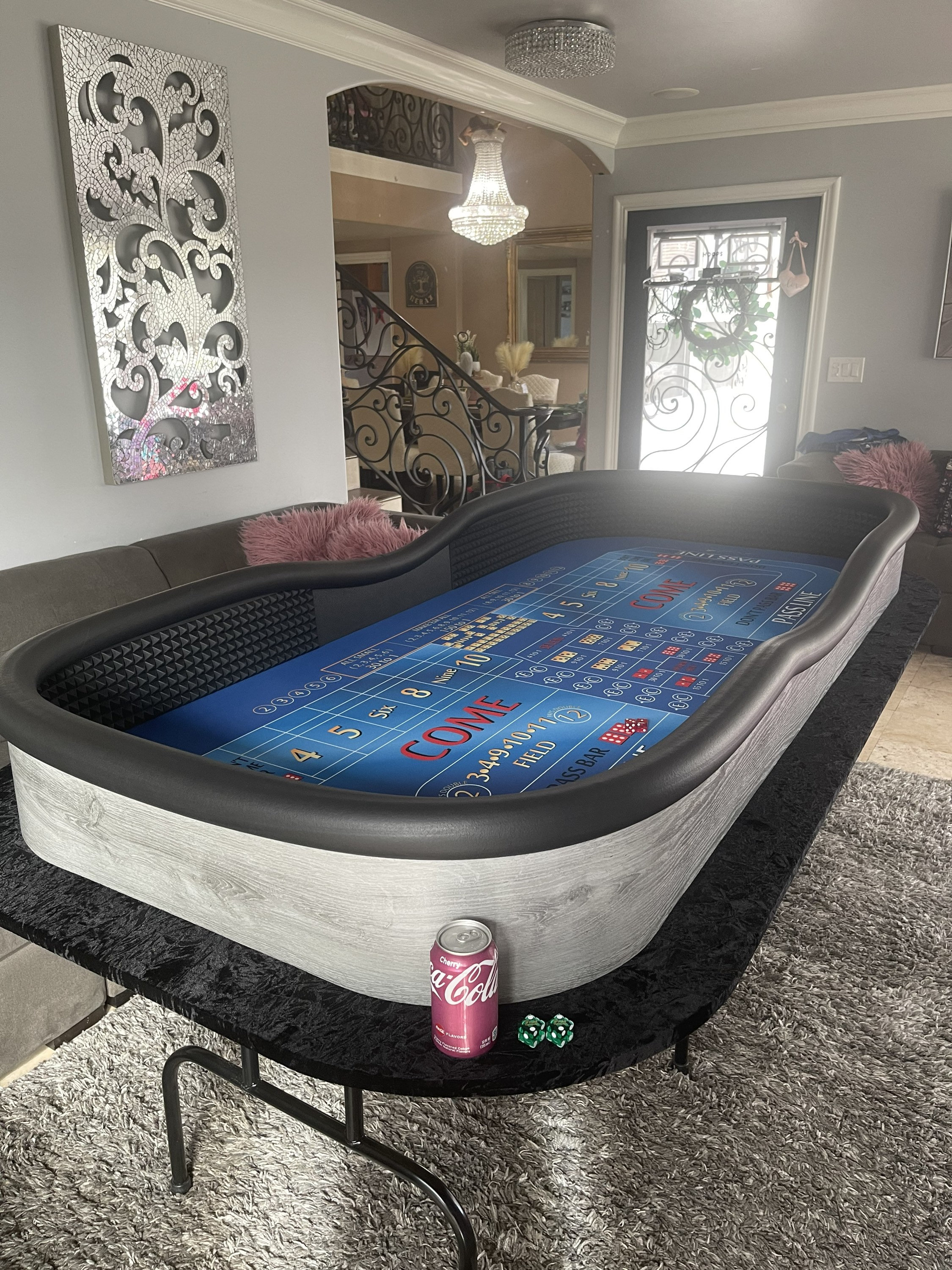 94 Inches X 46.5 Inches Blue Craps Table With Folding Legs - Etsy