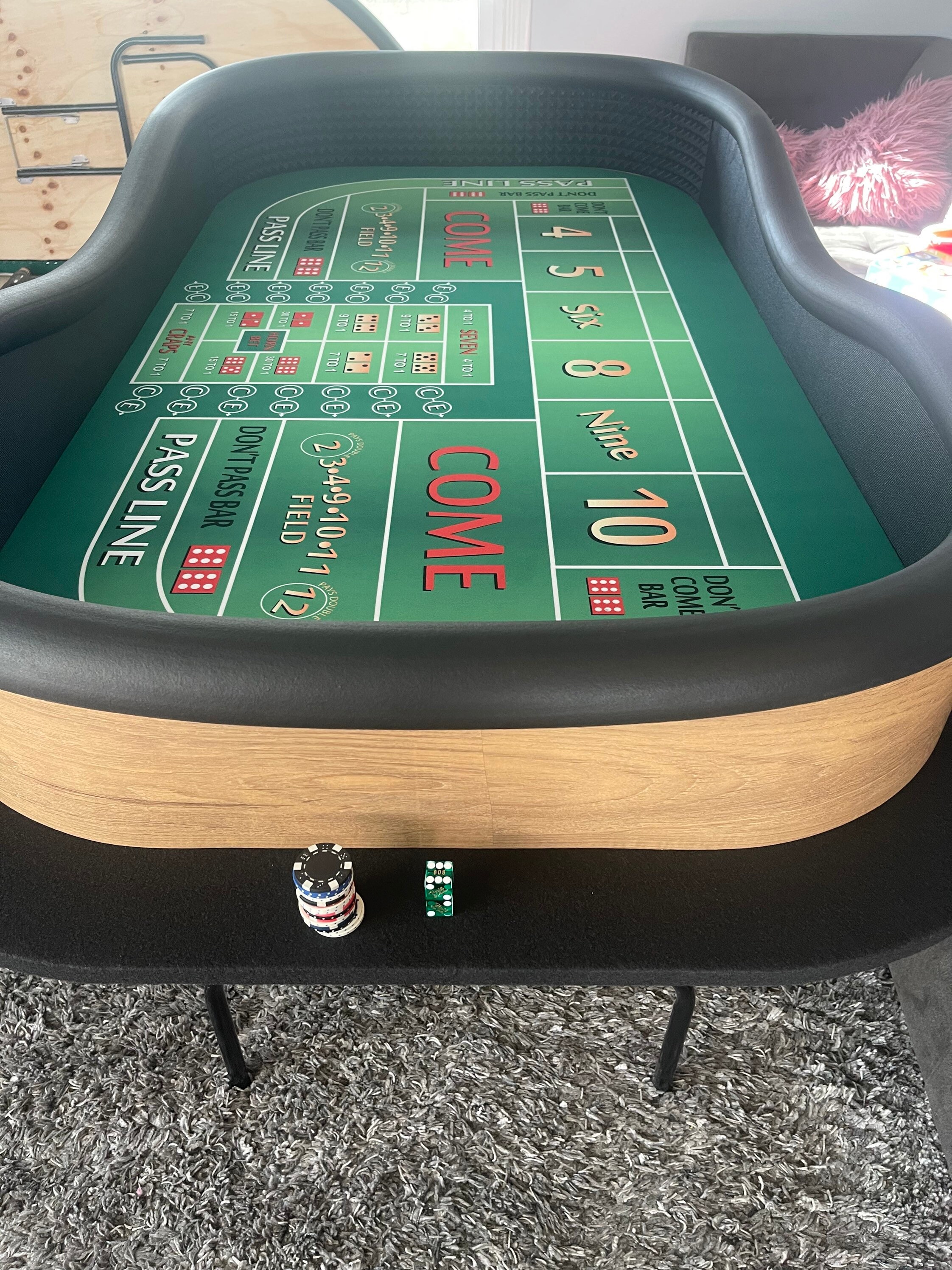 Craps Table Light Brown With Drink Ledge Diamond Walls & - Etsy