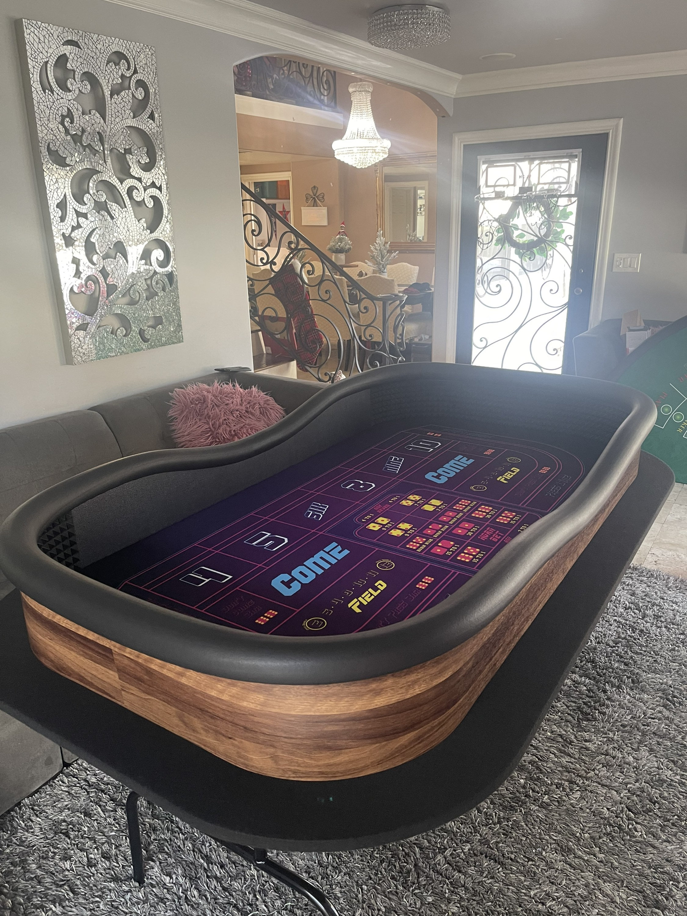 Genesis Craps Table Dark Brown With Drink Ledge, Diamond Walls ...