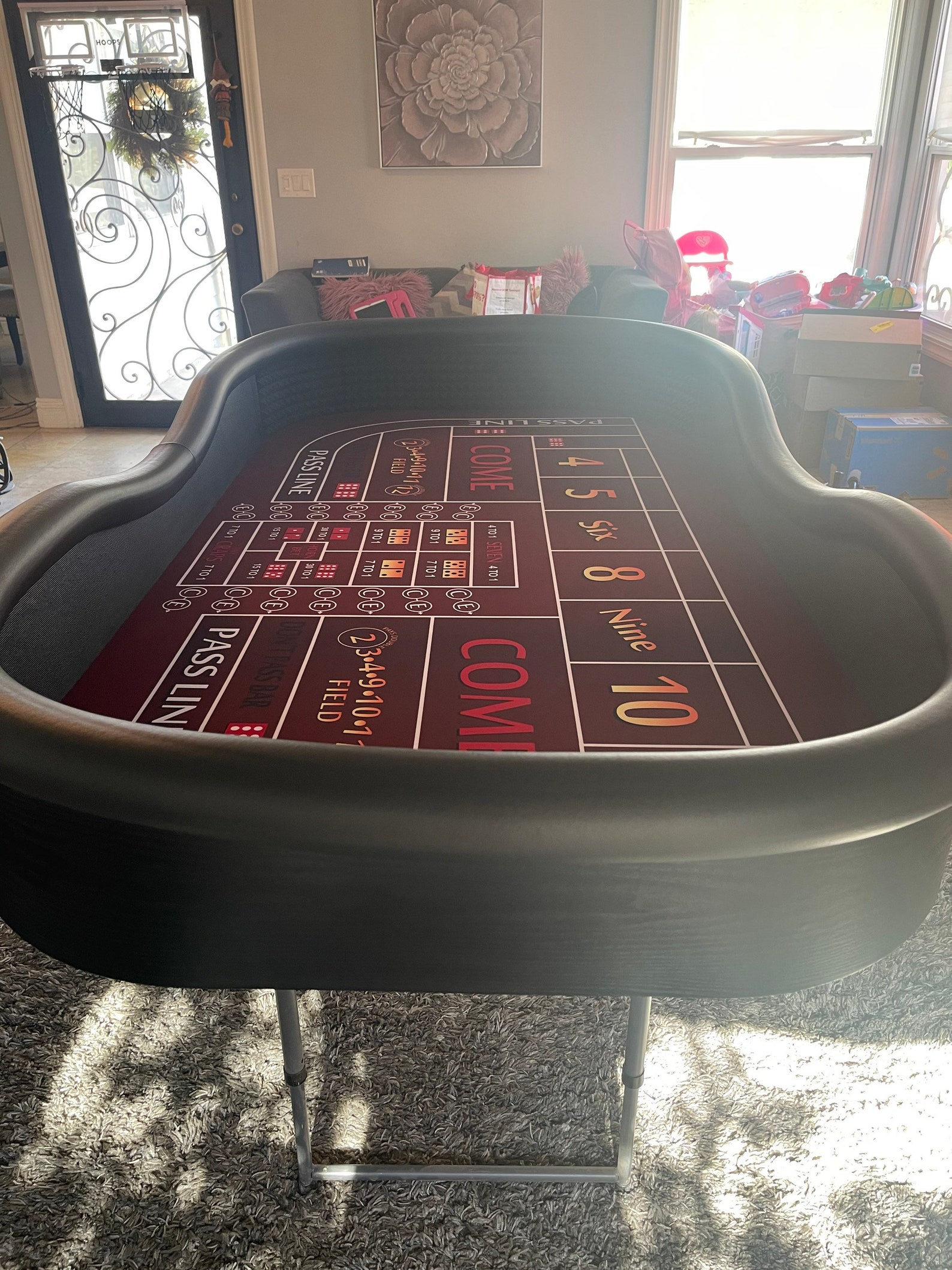 Sharp Burgundy Craps Table With Diamond Walls and Folding Legs - Etsy