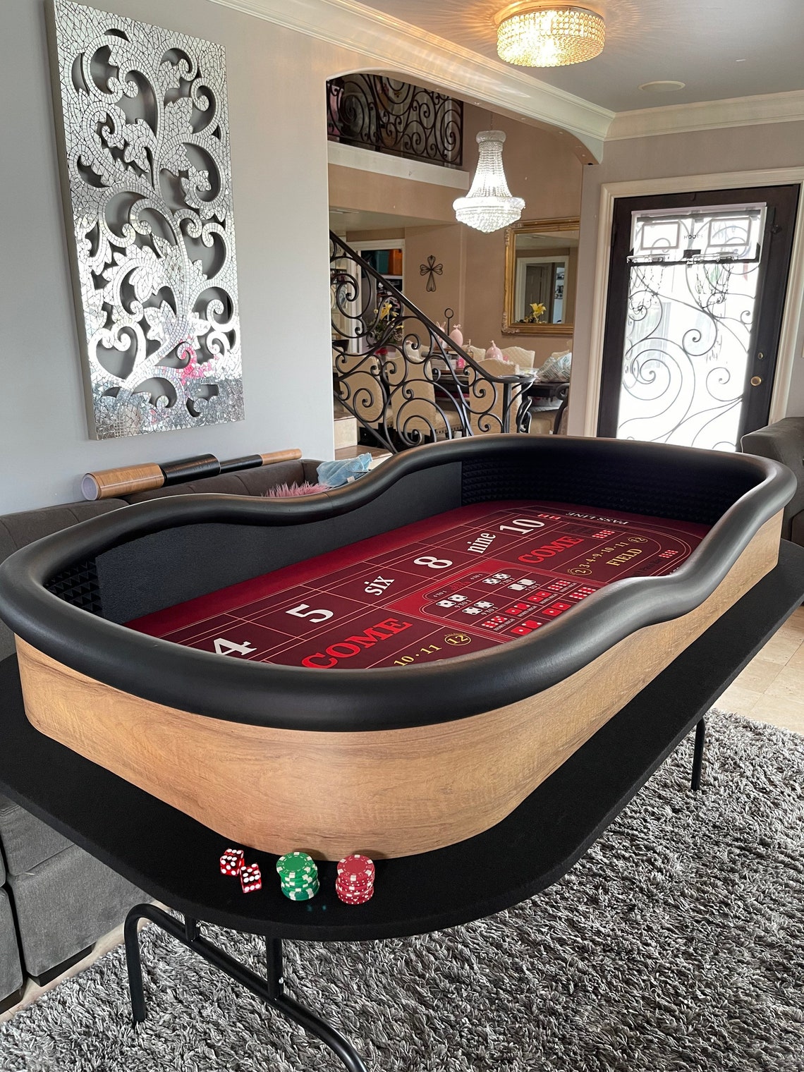 Chardonnay Craps Table With Drink Ledge & Folding Legs - Etsy