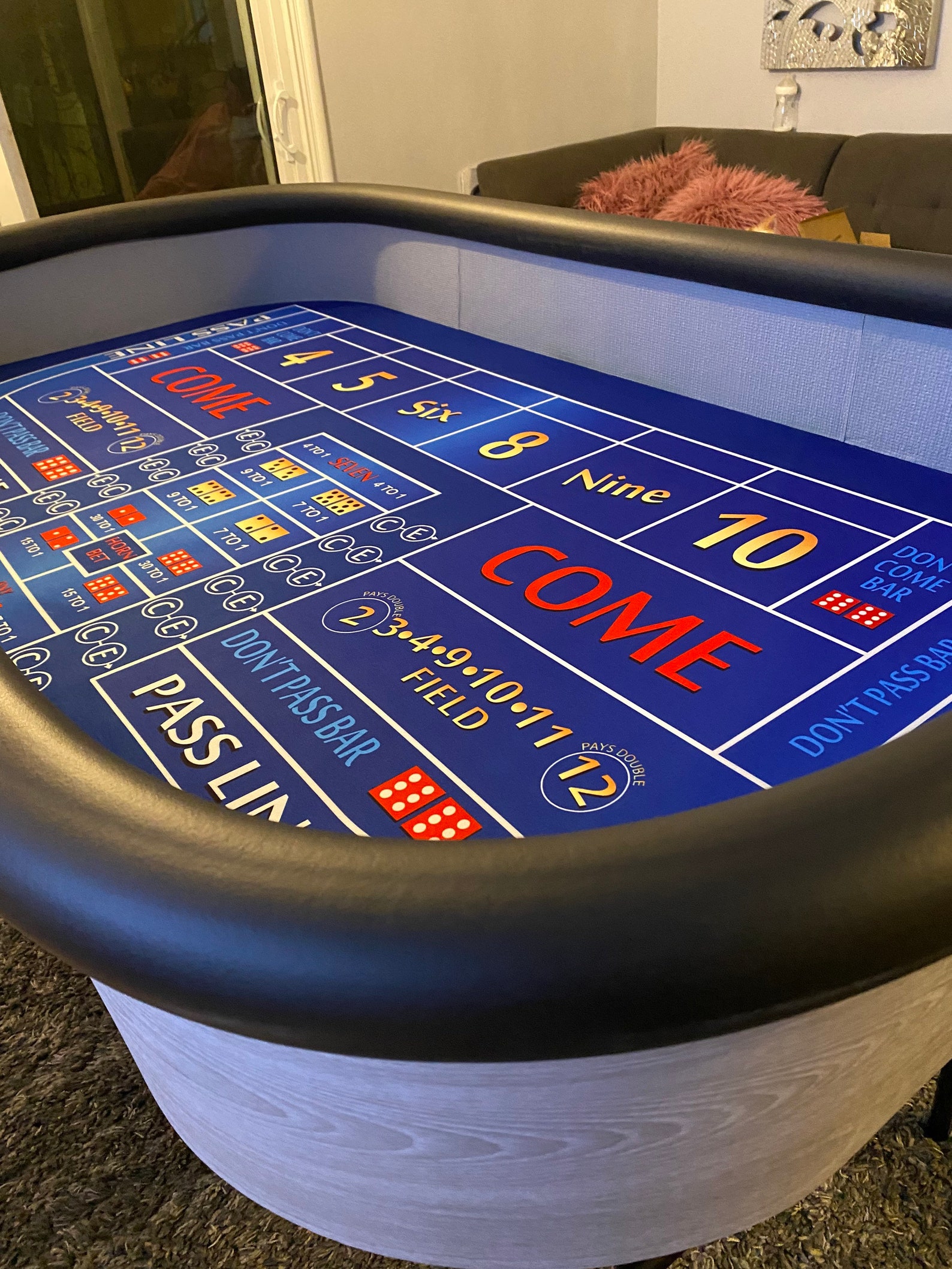 Gray Wood Craps Table with Blue Layout and Folding Legs | Etsy