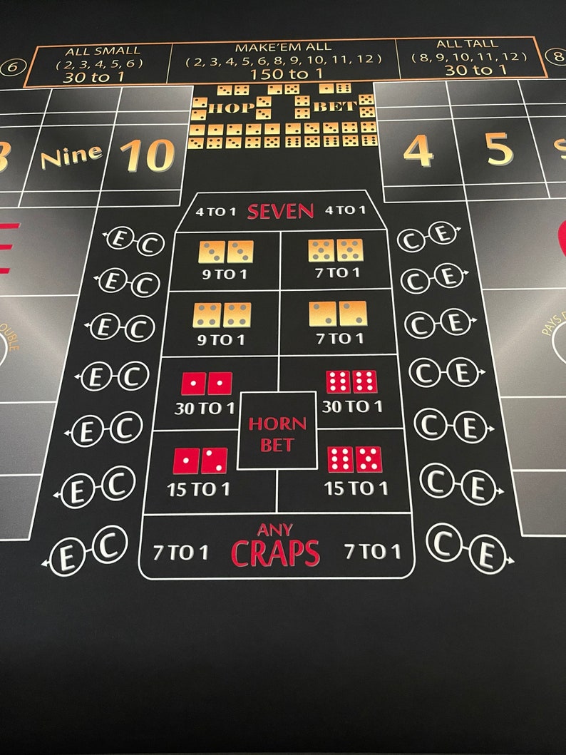 7 1/2 Foot Craps Table With Folding Legs, “all Tall Small” & Rubber ...