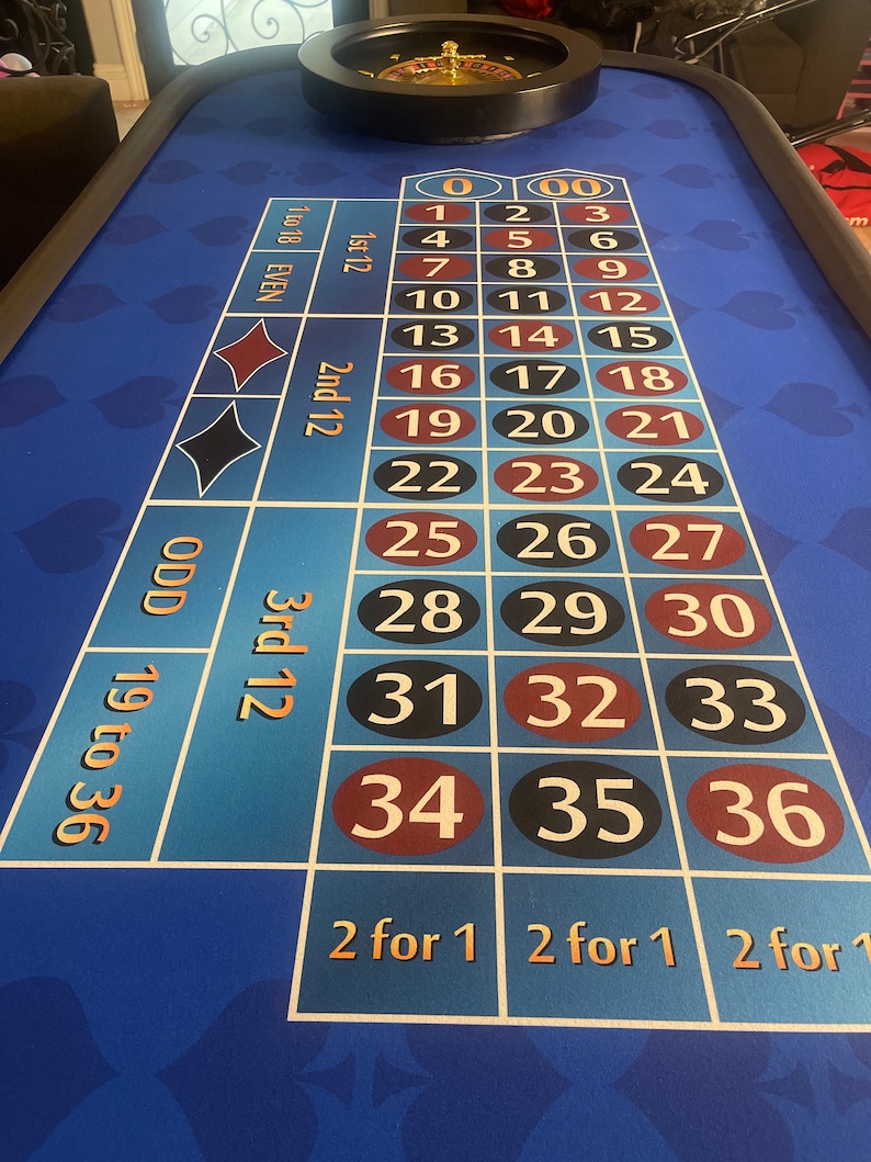 Blue Roulette Table With Folding Legs & 20 Wheel - Etsy