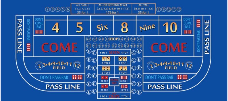 Blue Craps Table ATS and Hop Bets Drink Ledge Diamond Walls - Etsy