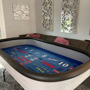 Gray Wood Craps Table With Blue Layout and Folding Legs *made in the ...