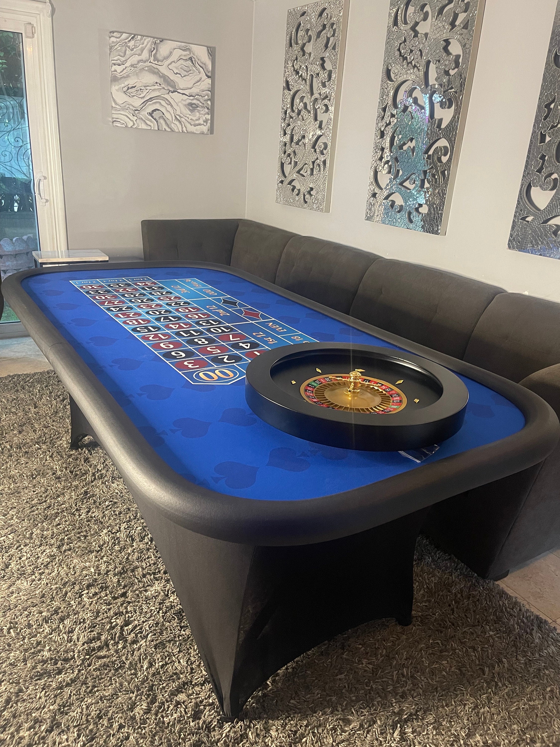Blue Roulette Table With Folding Legs & 20 Wheel - Etsy