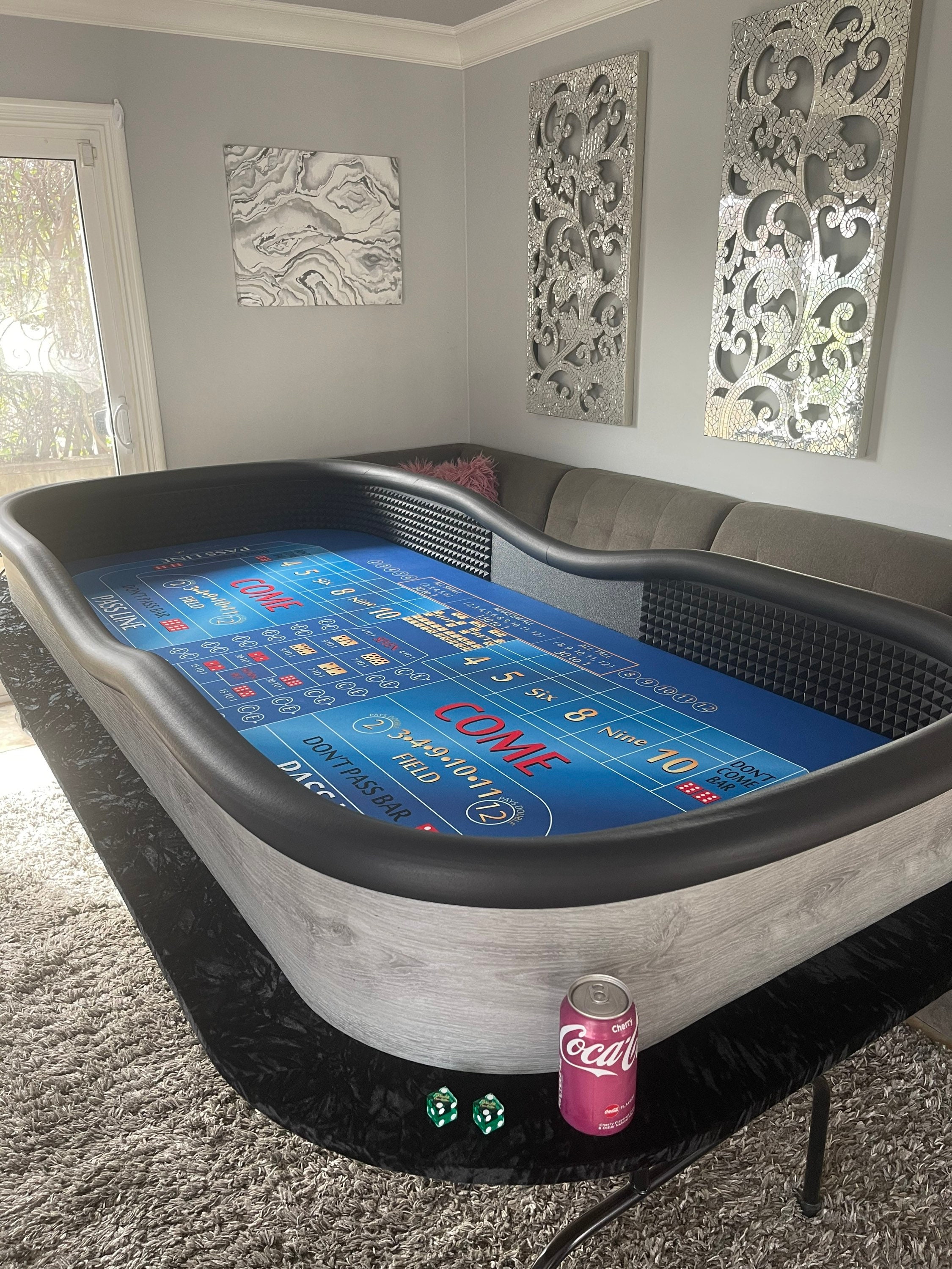 94 Inches X 46.5 Inches Blue Craps Table With Folding Legs - Etsy