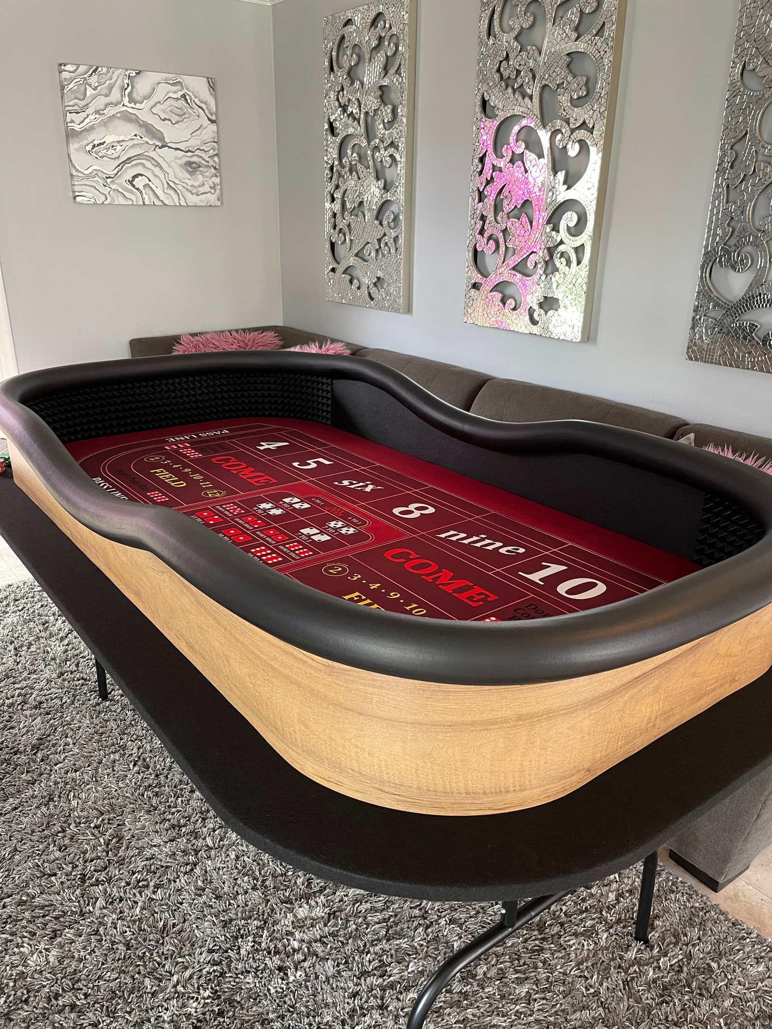 Chardonnay Craps Table With Drink Ledge & Folding Legs - Etsy