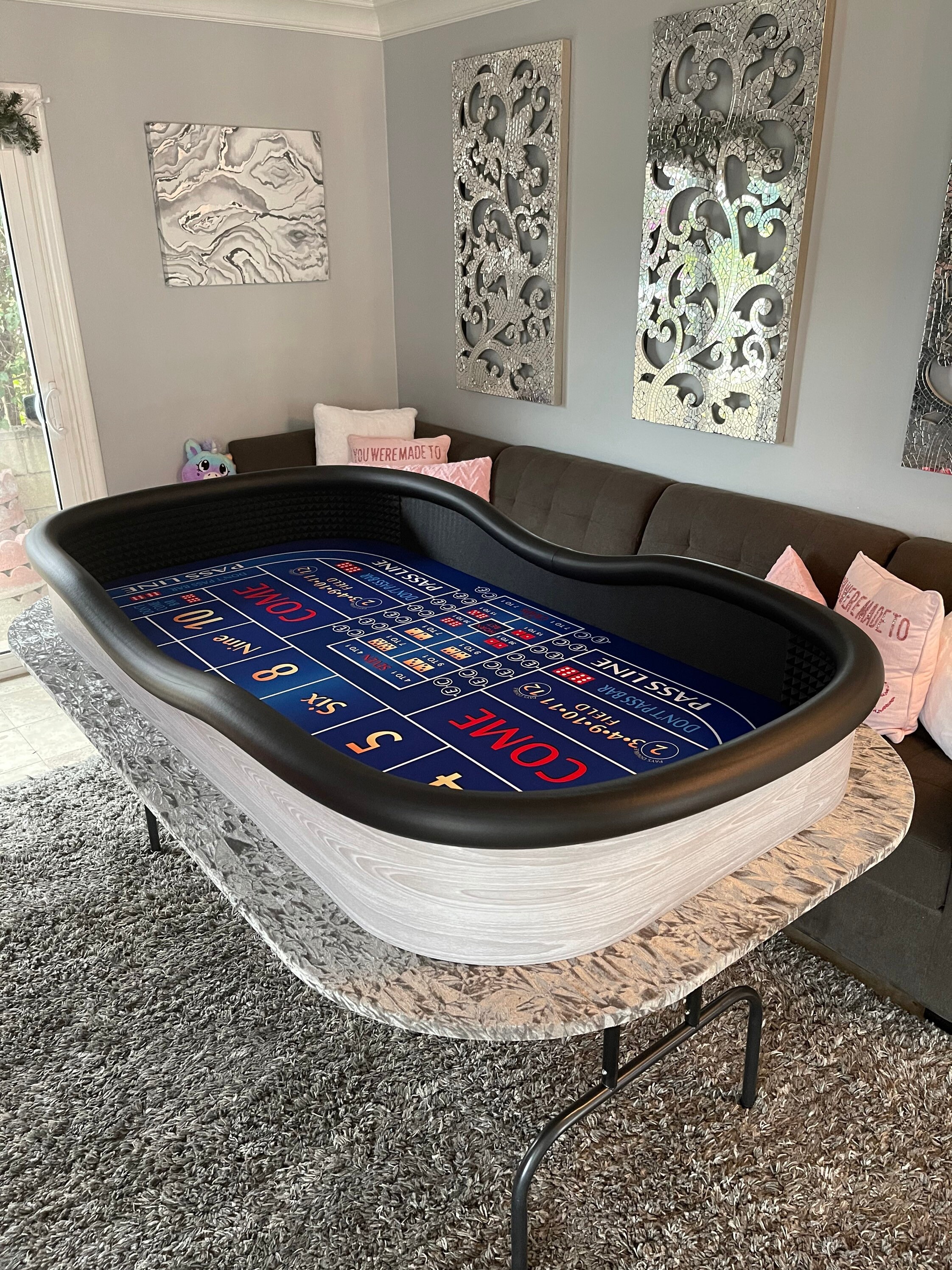 Craps Table With Drink Ledge, Diamond Walls, & Folding Legs - Etsy