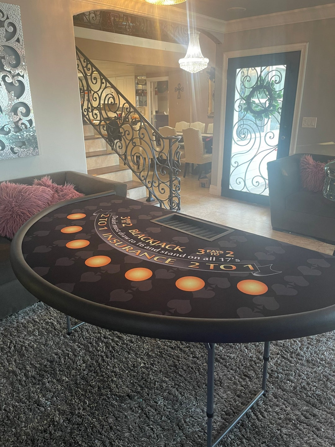 Blackjack Table With Black Layout & Folding Legs - Etsy
