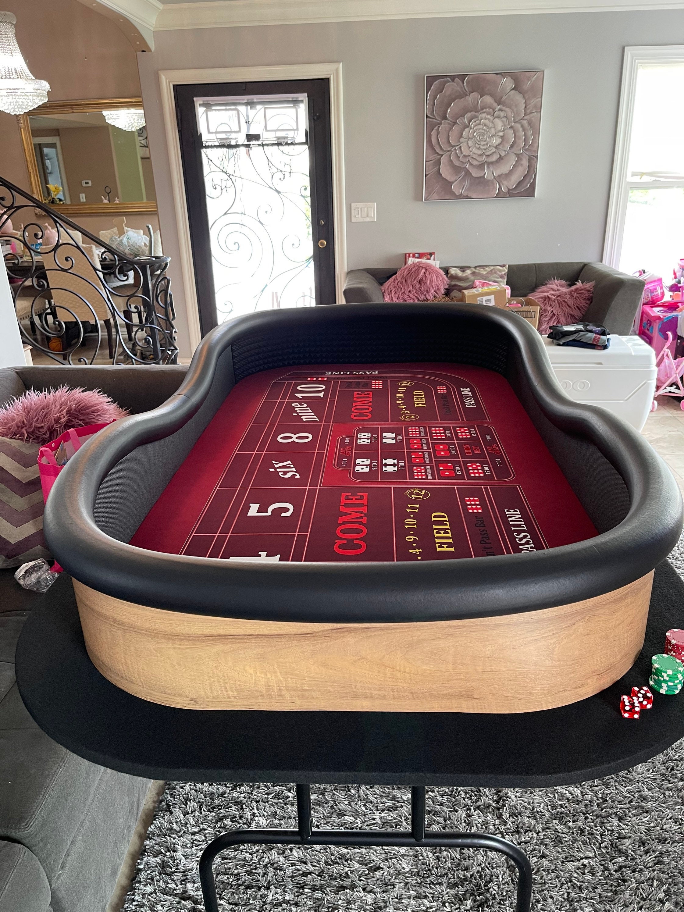 Chardonnay Craps Table With Drink Ledge & Folding Legs - Etsy