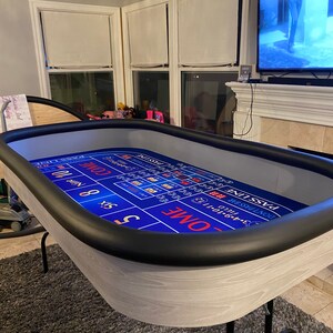 Gray Wood Craps Table with Blue Layout and Folding Legs | Etsy