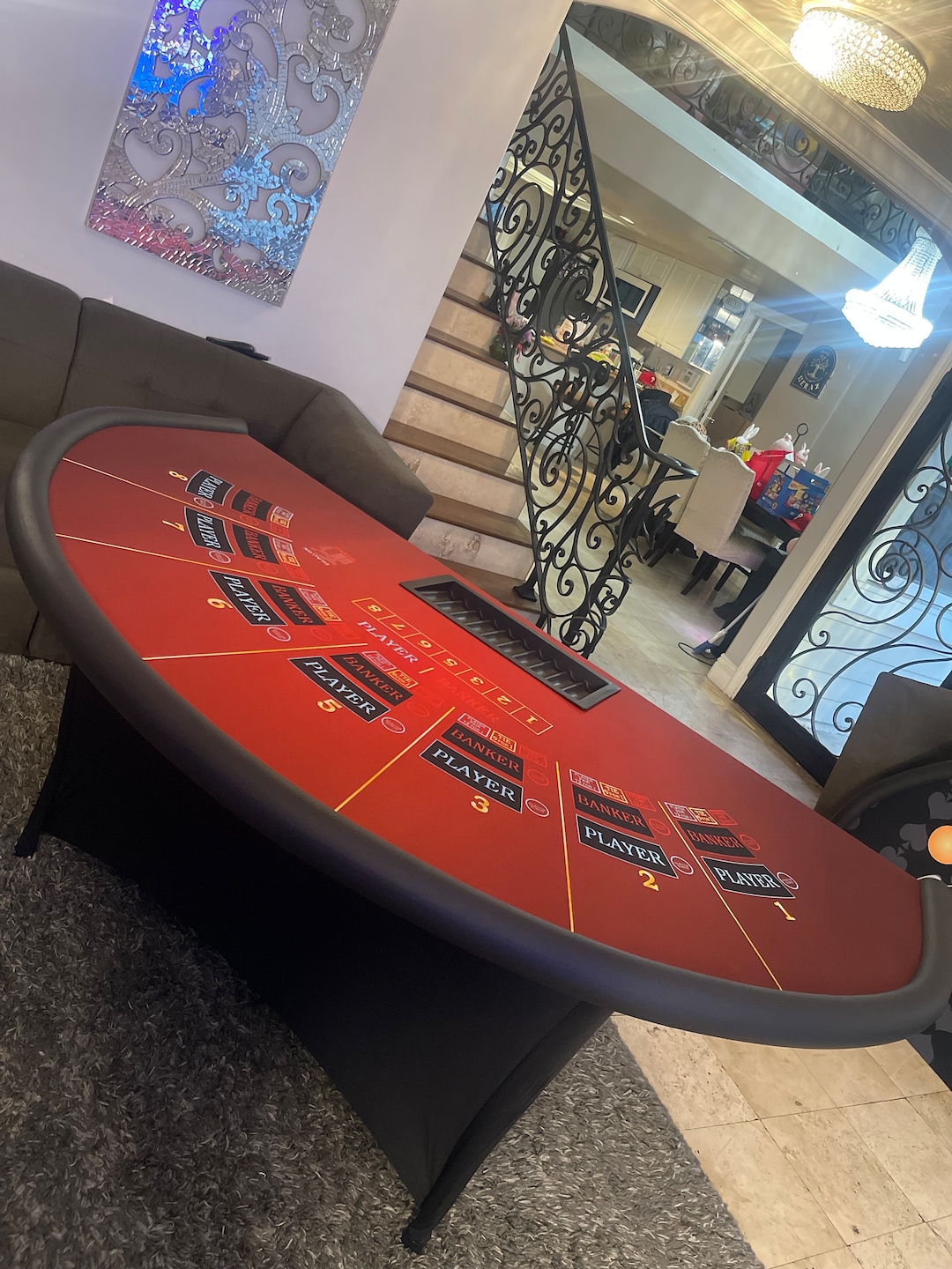 Baccarat Table Red With Folding Legs - Etsy