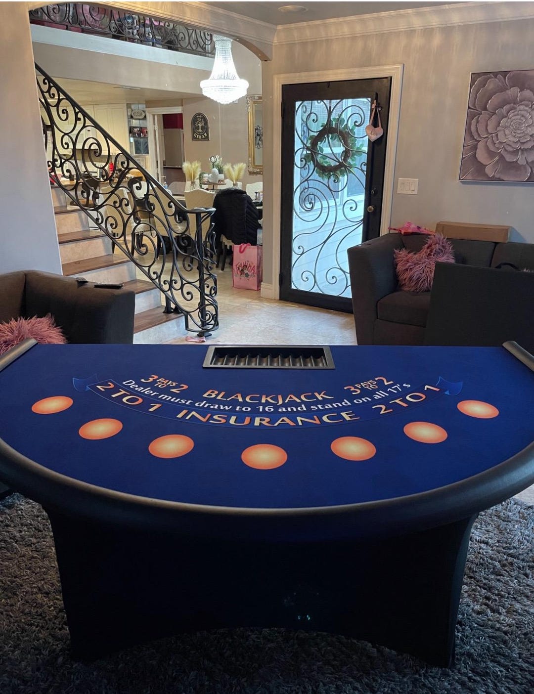 Blackjack Table With Blue Layout & Folding Legs - Etsy