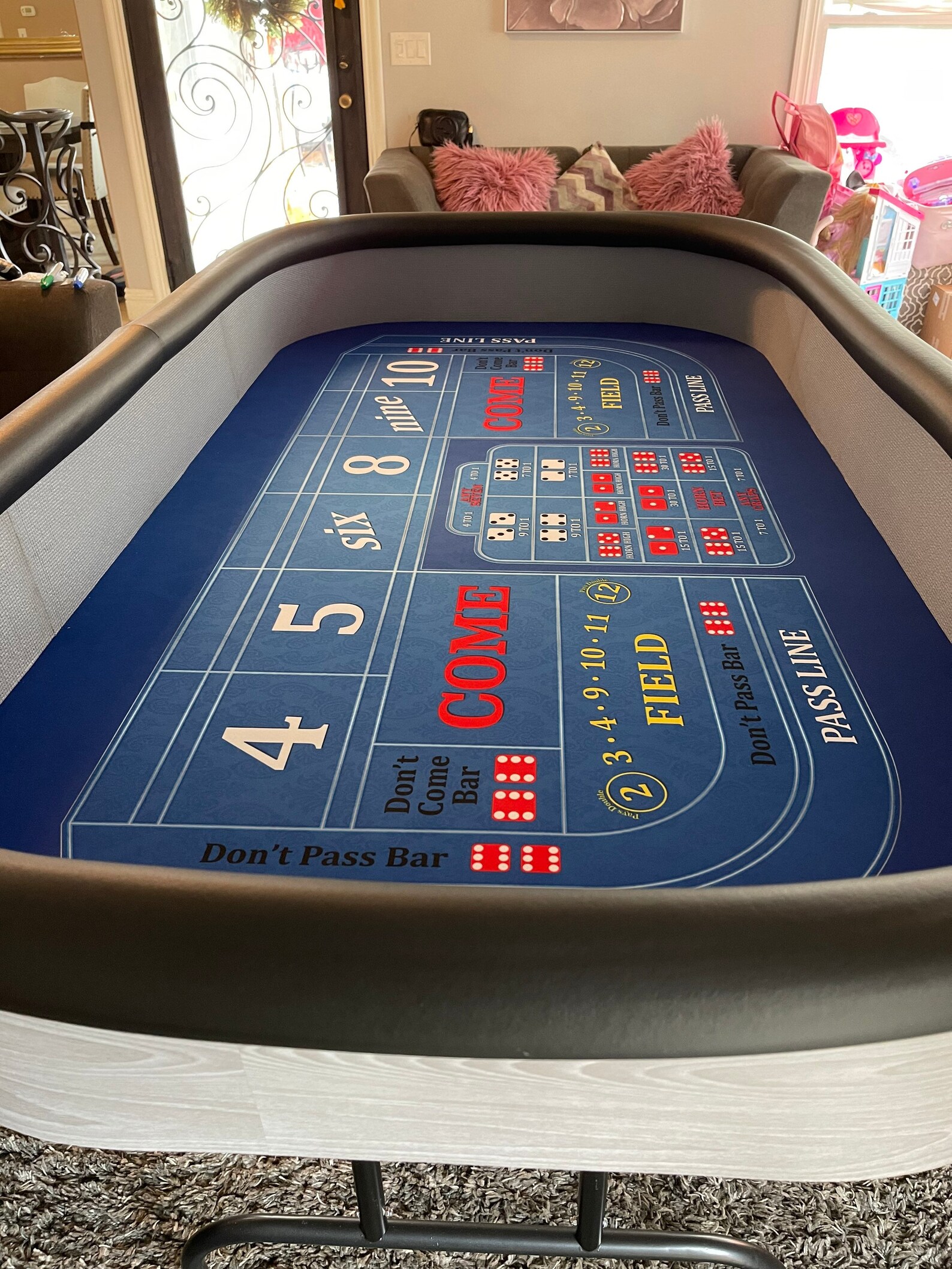Gray Wood Craps Table With Blue Layout and Folding Legs - Etsy