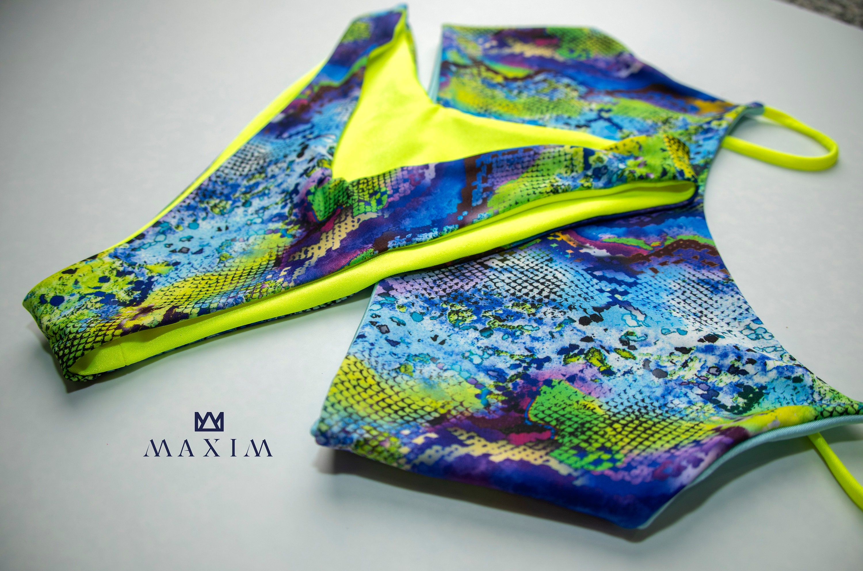 Snake Neon Bikini Set/spandex/bikini Set/beachwear/bathing - Etsy