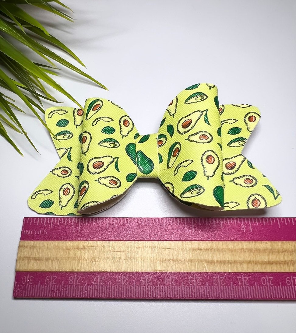 Faux Leather Bows Avocado Hair Bow - Etsy UK